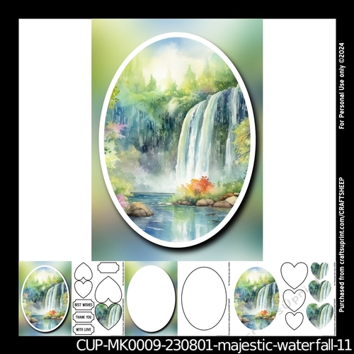 Majestic Waterfall Card Topper and Insert with Heart-Shaped Gift Tags ...