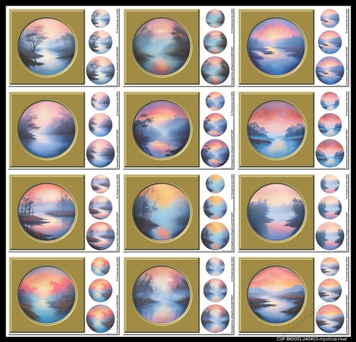 12 Mystical Rivers Glass Balls in Square Frame Toppers plus Extra ...