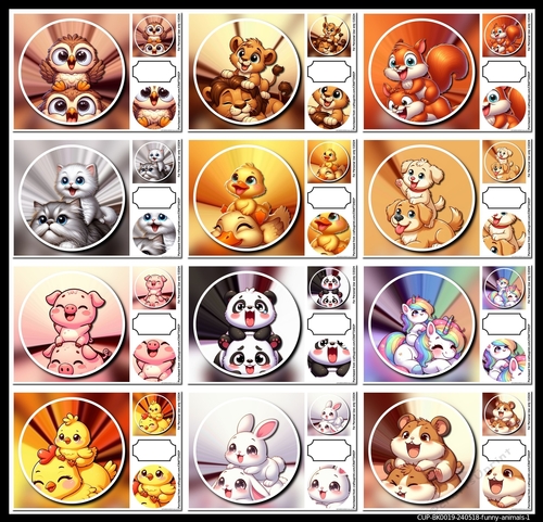 12 Funny Animals Quick Card Fronts 8x8 and 7x7in with Gift Tags and ...