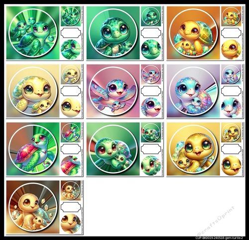10 Gems Turtles Quick Card Fronts 8x8 and 7x7in with Gift Tags and ...