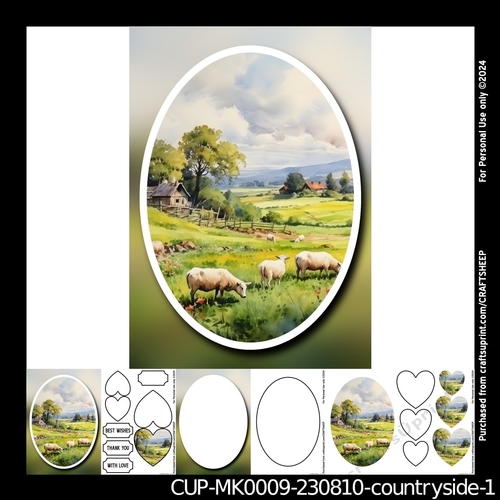 Countryside Card Topper and Insert with Heart-Shaped Gift Tags plus ...