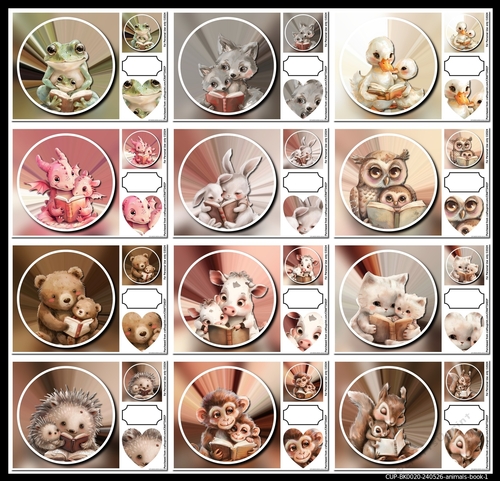 12 Animals Books Quick Card Fronts 8x8 and 7x7in with Gift Tags and ...