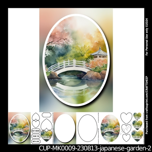 Japanese Garden Card Topper and Insert with Heart-Shaped Gift Tags plus ...