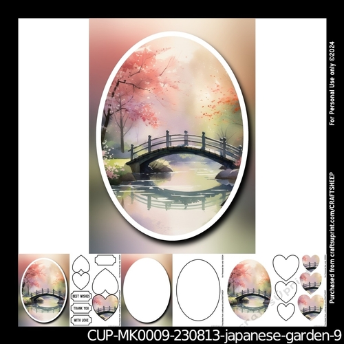 Japanese Garden Card Topper and Insert with Heart-Shaped Gift Tags plus ...