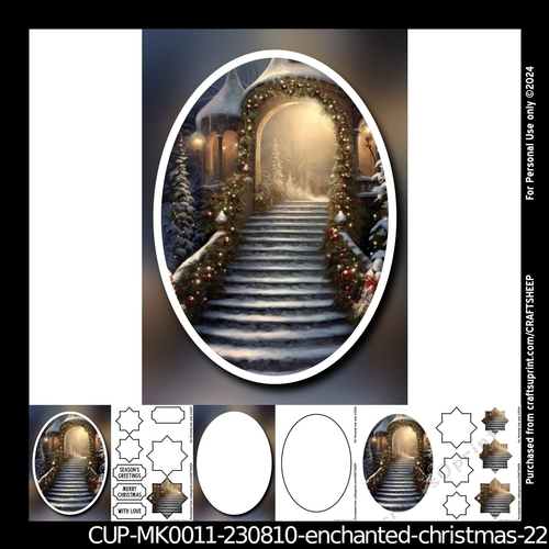 Enchanted Christmas Card Topper and Insert with Star-Shaped Gift Tags ...