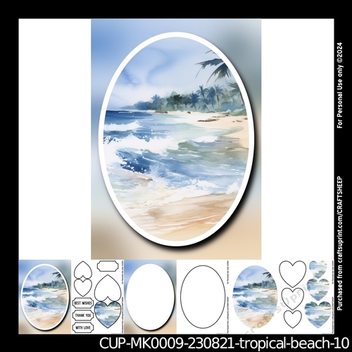 Tropical Beach Card Topper and Insert with Heart-Shaped Gift Tags plus ...