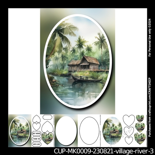 Village River Card Topper and Insert with Heart-Shaped Gift Tags plus ...