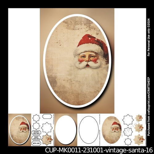 Vintage Santa Card Topper and Insert with Star-Shaped Gift Tags plus ...