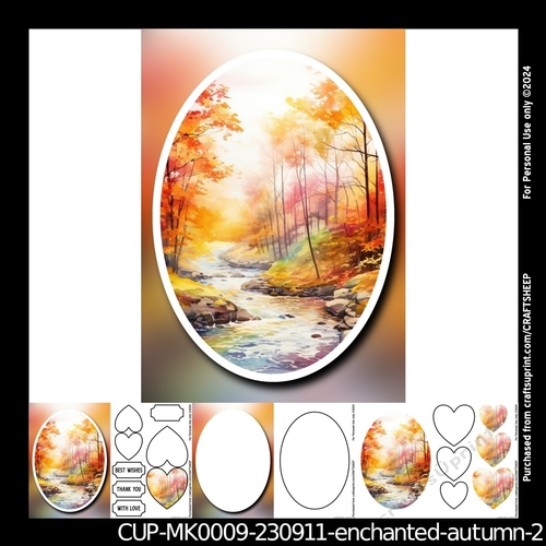 Enchanted Autumn Card Topper and Insert with Heart-Shaped Gift Tags ...