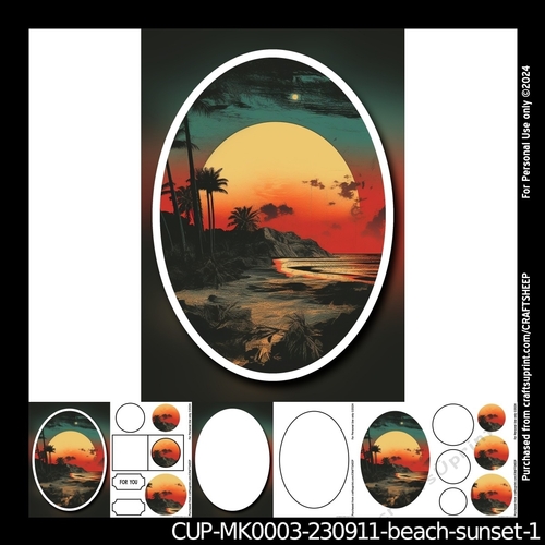 Beach Sunset Card Topper and Insert with Gift Tags plus Decoupage and ...