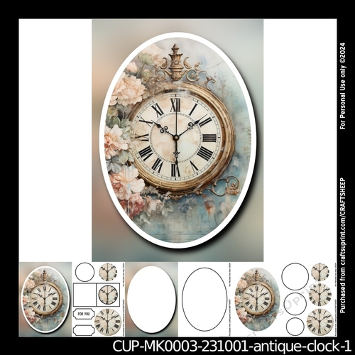 Antique Clock Card Topper and Insert with Gift Tags plus Decoupage and ...