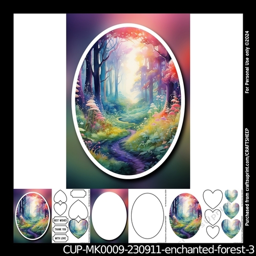 Enchanted Forest Card Topper and Insert with Heart-Shaped Gift Tags ...