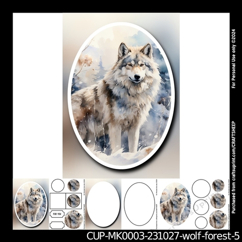 Wolf Forest Card Topper and Insert with Gift Tags plus Decoupage and ...