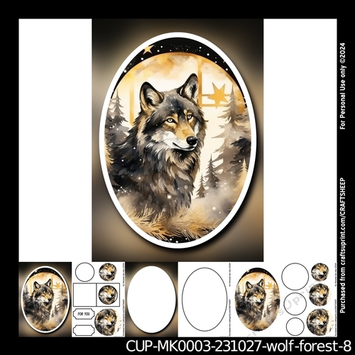 Wolf Forest Card Topper and Insert with Gift Tags plus Decoupage and ...