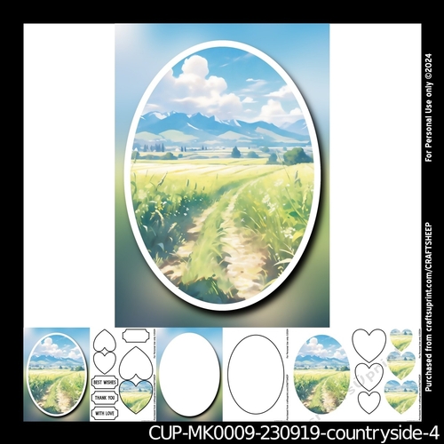 Countryside Card Topper and Insert with Heart-Shaped Gift Tags plus ...