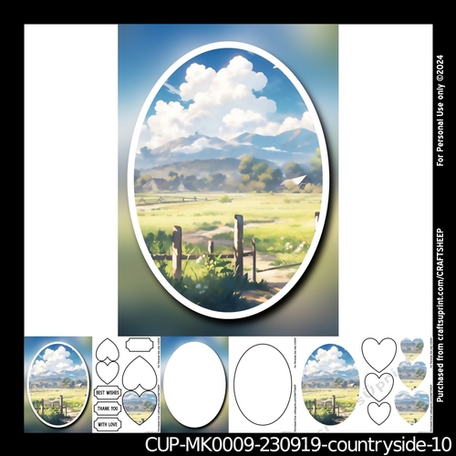 Countryside Card Topper and Insert with Heart-Shaped Gift Tags plus ...