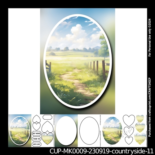 Countryside Card Topper and Insert with Heart-Shaped Gift Tags plus ...