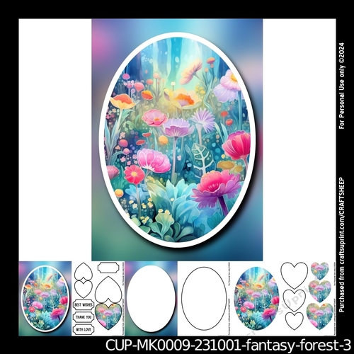 Fantasy Forest Card Topper and Insert with Heart-Shaped Gift Tags plus ...