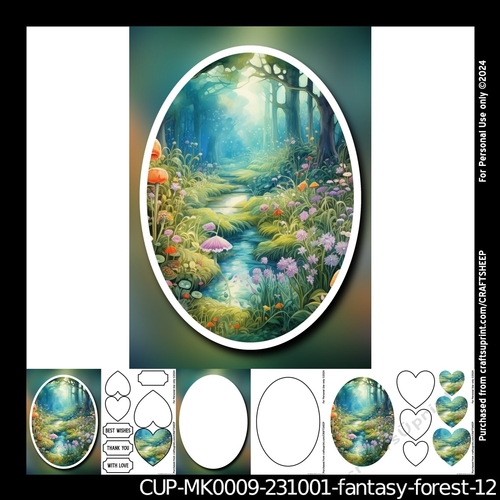 Fantasy Forest Card Topper and Insert with Heart-Shaped Gift Tags plus ...