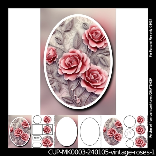 Vintage Roses Card Topper and Insert with Gift Tags plus Decoupage and ...