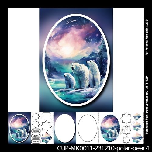 Polar Bear Card Topper and Insert with Star-Shaped Gift Tags plus ...