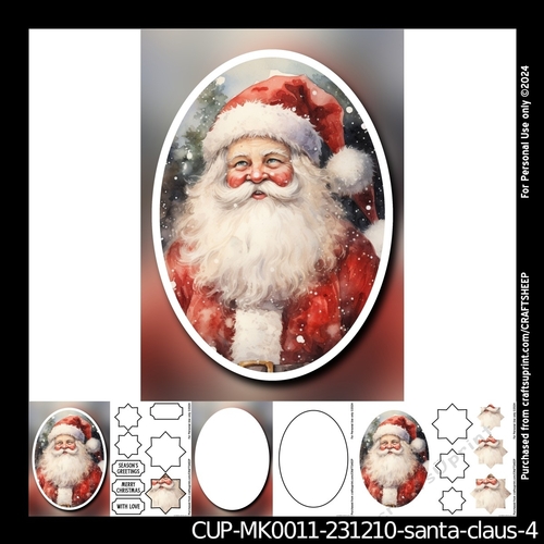 Santa Claus Card Topper and Insert with Star-Shaped Gift Tags plus ...