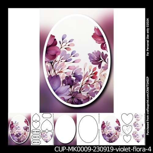 Violet Flora Card Topper and Insert with Heart-Shaped Gift Tags plus ...
