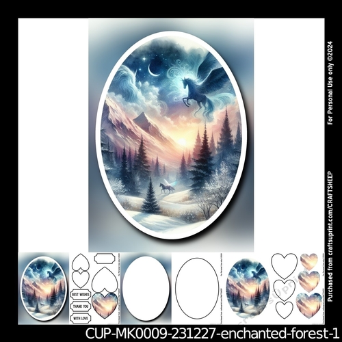 Enchanted Forest Card Topper and Insert with Heart-Shaped Gift Tags ...
