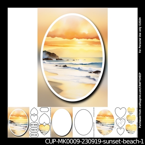 Sunset Beach Card Topper and Insert with Heart-Shaped Gift Tags plus ...