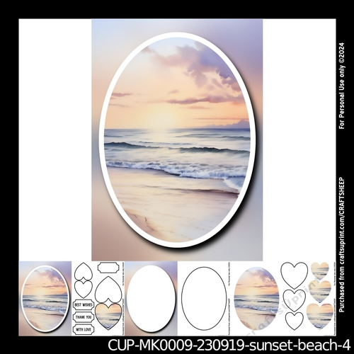 Sunset Beach Card Topper and Insert with Heart-Shaped Gift Tags plus ...