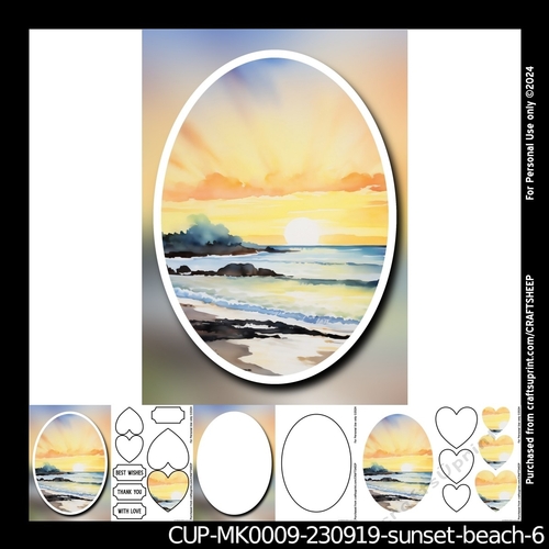 Sunset Beach Card Topper and Insert with Heart-Shaped Gift Tags plus ...