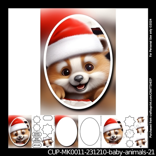 Baby Animals Card Topper and Insert with Star-Shaped Gift Tags plus ...