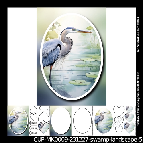 Swamp Landscape Card Topper and Insert with Heart-Shaped Gift Tags plus ...