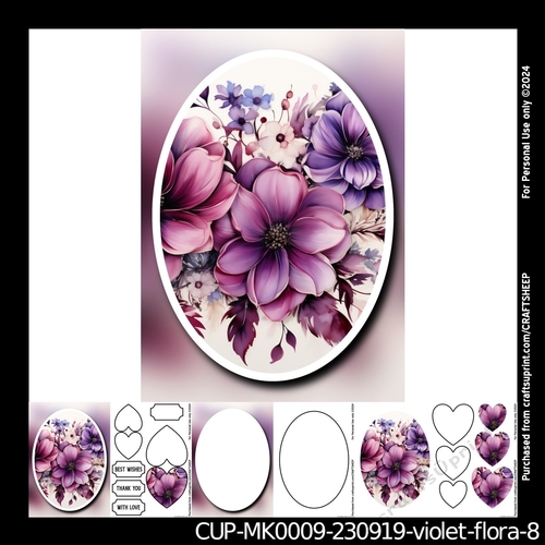 Violet Flora Card Topper and Insert with Heart-Shaped Gift Tags plus ...