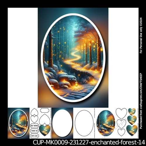 Enchanted Forest Card Topper and Insert with Heart-Shaped Gift Tags ...