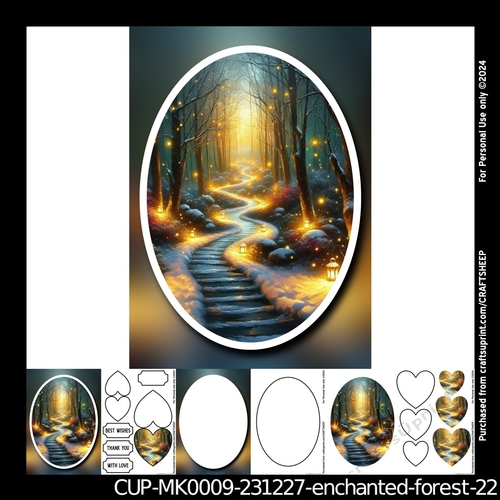 Enchanted Forest Card Topper and Insert with Heart-Shaped Gift Tags ...