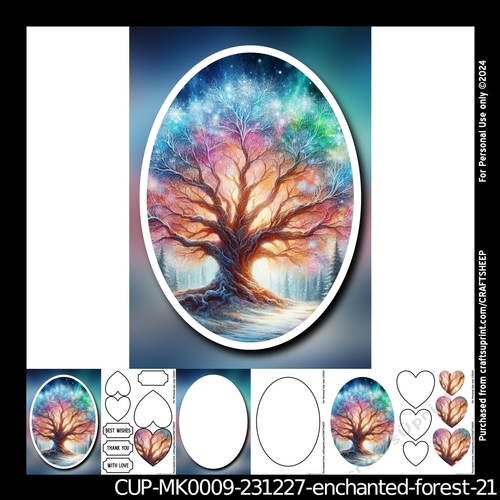 Enchanted Forest Card Topper and Insert with Heart-Shaped Gift Tags ...