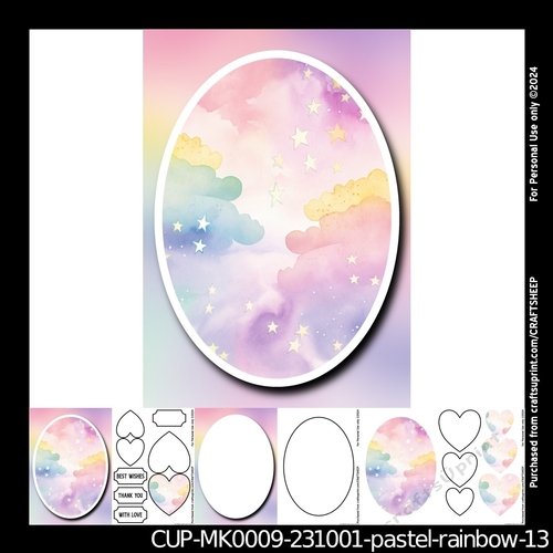 Pastel Rainbow Card Topper and Insert with Heart-Shaped Gift Tags plus ...