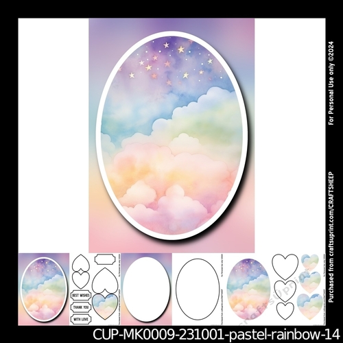 Pastel Rainbow Card Topper and Insert with Heart-Shaped Gift Tags plus ...