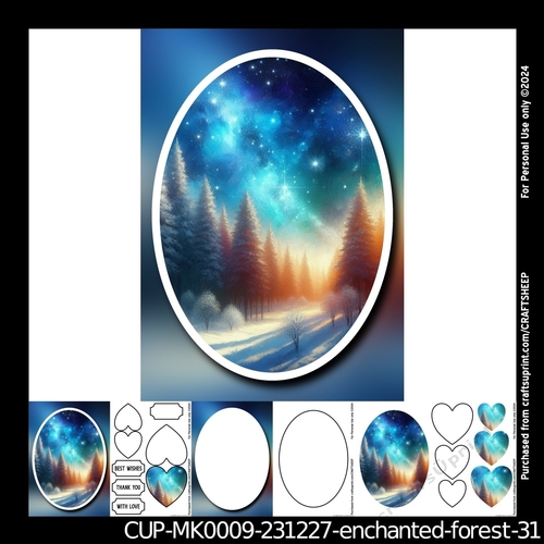 Enchanted Forest Card Topper and Insert with Heart-Shaped Gift Tags ...