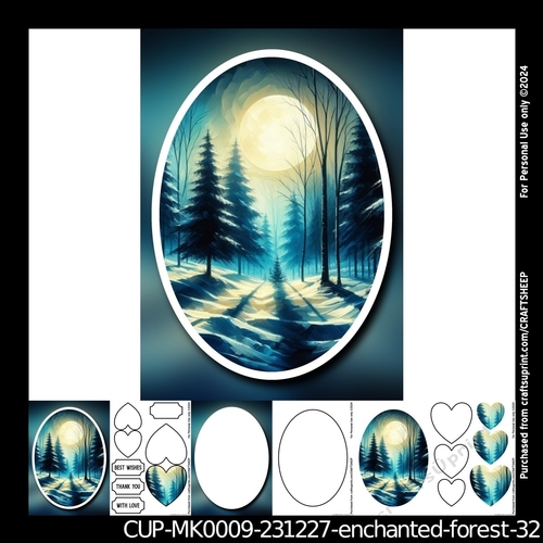 Enchanted Forest Card Topper and Insert with Heart-Shaped Gift Tags ...