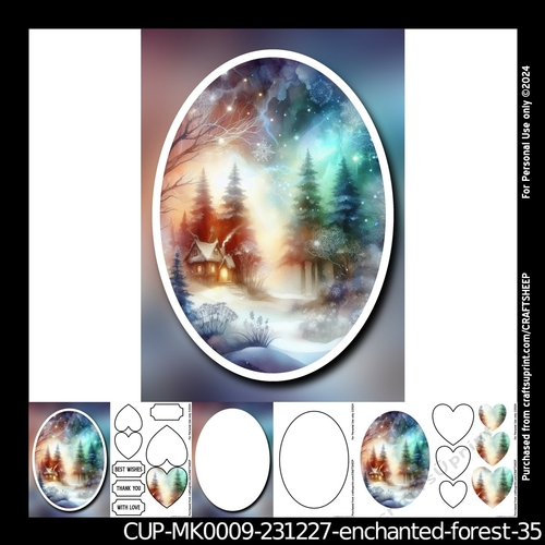 Enchanted Forest Card Topper and Insert with Heart-Shaped Gift Tags ...