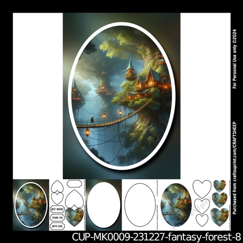Fantasy Forest Card Topper and Insert with Heart-Shaped Gift Tags plus ...