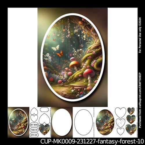 Fantasy Forest Card Topper and Insert with Heart-Shaped Gift Tags plus ...