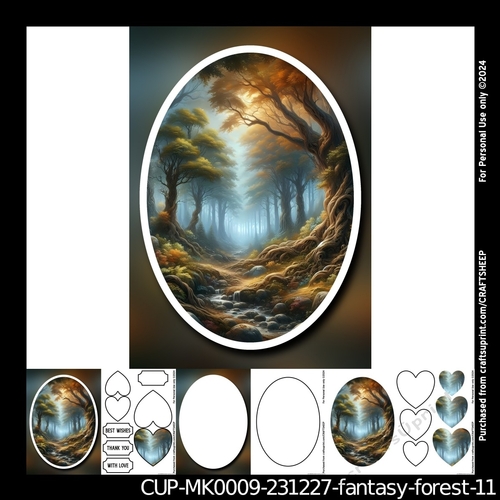 Fantasy Forest Card Topper and Insert with Heart-Shaped Gift Tags plus ...