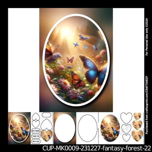 Fantasy Forest Card Topper and Insert with Heart-Shaped Gift Tags plus ...