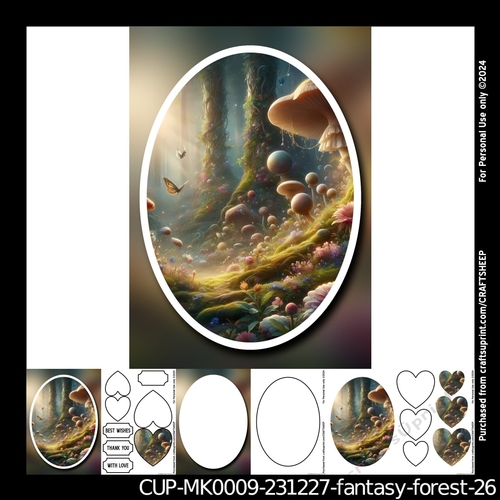Fantasy Forest Card Topper and Insert with Heart-Shaped Gift Tags plus ...