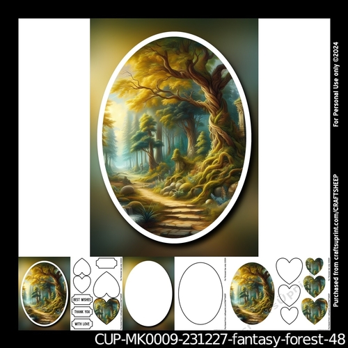 Fantasy Forest Card Topper and Insert with Heart-Shaped Gift Tags plus ...