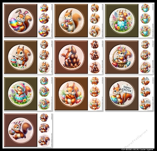 Cute Easter Squirrels Glass Balls in Square Frame Toppers plus Extra ...