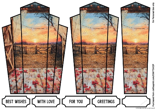 Proposal Scene Barn Art Deco Shaped 5x7in Card Front and Pyramage ...